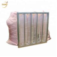 China Glass Fiber Pleated AHU Polyester Bag Air Filter For HVAC System for sale