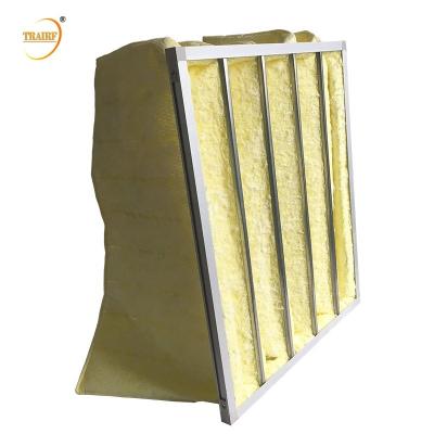 China F8 Fiber Glass Aluminium Alloy Frame Bag Air Filter 65Pa For Air Conditioning for sale