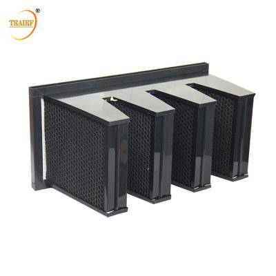 China ABS Plastic Frame F7 V Bank Compact Carbon Filter With High Adsorption Capacity for sale