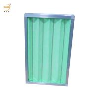 China Industrial Polypropylene Fabric Green and White Pleated Panel Air Filter for Ventilation System for sale