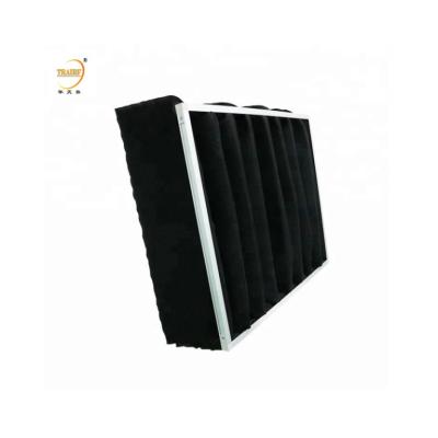 China Activated Carbon Pocket Filters Synthetic Fiber Bag Air Filter With Aluminum Frame for sale