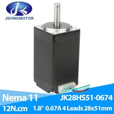 China Nema11 28HS51-0674 Hybrid Stepper Motor 1.8° 0.67A 17oz-in 1200g.cm 28x28x51mm for sale