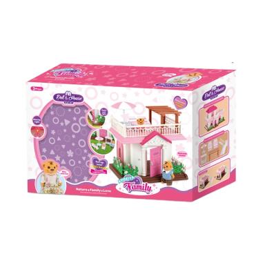 China Source Factory Diy Plastic Girl Toys Pink Villa House Education Toys Doll House For Child for sale