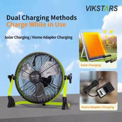 China Outdoor Portable Fan Rechargeable Household Emergency 12 Inches 14 Inches Solar Floor Fan Quiet Solar Power Fan for sale