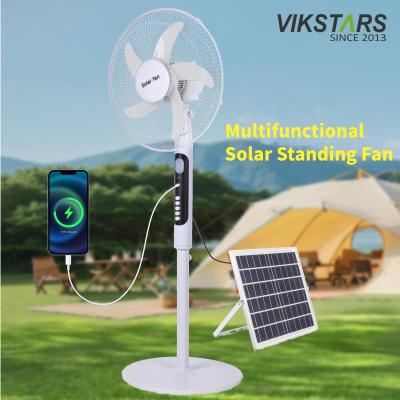 China Solar Standing Fan 16 inches with Light Energy-saving For Outdoor Camping Fishing for sale
