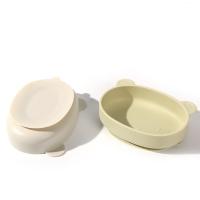China Food Grade Silicone Baby Bowl with Lid Bear Cartoon Design 50K Fall Resistant Suction Cup for sale