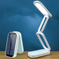 China STP Plastic Injection Molded Solar Rechargeable Foldable LED Desk Lamp with Removable Lithium Battery for sale