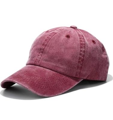 China Baseball Cap Vintage Adjustable Dad Hat Washed Distressed Twill Cotton Men Women Burgundy 6-panel Hat 100% Cotton Plain for sale