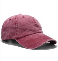 China Baseball Cap Vintage Adjustable Dad Hat Washed Distressed Twill Cotton Men Women Burgundy 6-panel Hat 100% Cotton Plain for sale