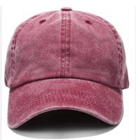 China Baseball Cap Vintage Adjustable Dad Hat Washed Distressed Twill Cotton Men Women Burgundy 6-panel Hat 100% Cotton Plain for sale