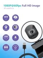 China Full HD 60FPS Ring Light Live Streaming Webcam Privacy Shutter Webcam 866Pro for sale