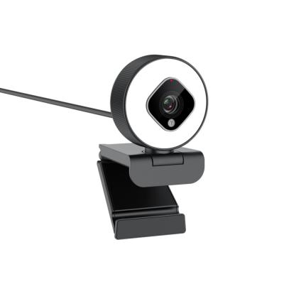 China 1080p USB Webcam With Ring Light Dual Mic Auto Focus PC Desktop Camera for sale