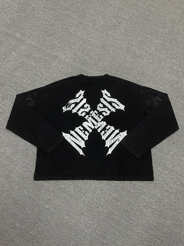 NEMESIS CROSS DISTRESSED LS TEE