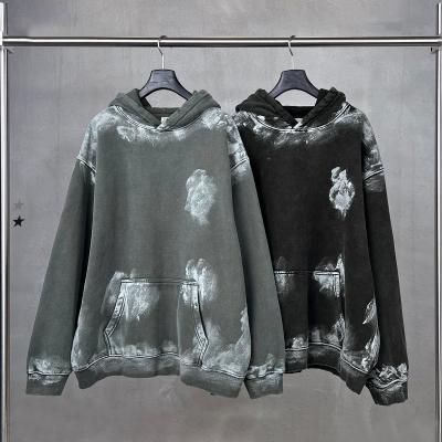 China High Quality American Streetwear Brand Heavyweight Distressed Rustic Hoodie for Men Custom Acid Wash Oversized Cropped Hoodie for sale