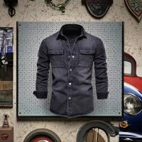 China Custom High Quality Acid Wash Distressed Oversized Plus Size Men's Jacket Manufacturer Button Vintage Shirt Jacket for Men for sale