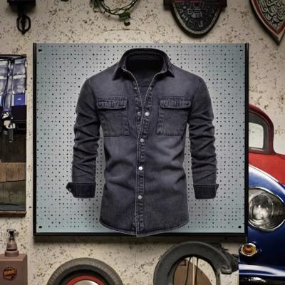 China Custom High Quality Acid Wash Distressed Oversized Plus Size Men's Jacket Manufacturer Button Vintage Shirt Jacket for Men for sale