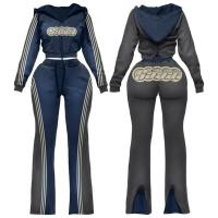 China Custom Logo Women Clothing 2026 Sweatsuits Y2k Autumn Zipper Hoodie Flared Pants Jogger Tracksuit Slim Two Piece Loungewear Set for sale