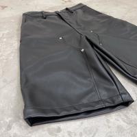 China Custom Summer Oversized Heavyweight Blank Pu Leather Shorts Manufacturer Trade Baggy Streetwear Knee Length Cargo Shorts for Men for sale