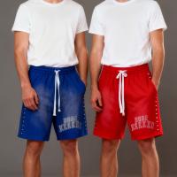 China Custom Streetwear Vintage Rivet Rhinestone French Terry Shorts Manufacturer Cotton Distressed Sun Faded Acid Wash Shorts for Men for sale