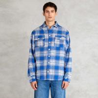 China Custom Square Collar Distressed Embroidery 100% Cotton Football Shirt Vintage Long Sleeve Compression Flannel Shirts for Men for sale