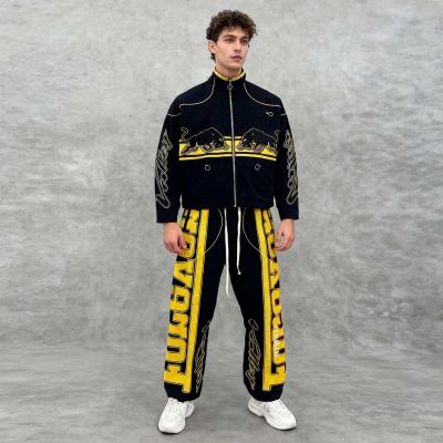 China 2025 Hot Selling Embroidery Heavyweight Men'S Sweatsuit Streetwear Cotton Jacket Tracksuit Flared Sweatpants and Hoodie Sets for sale