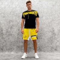 China Dongguan Manufacturer Custom Logo 2 Piece Mens Summer Suit Acid Wash Printing Two Piece Shorts and T-Shirt Set for Men Clothing for sale