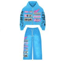 China Heavyweight Plus Size Men'S Tracksuit Custom Logo Print Acid Wash Zip up Hoodie and Flare Sweatpants Set for Men for sale