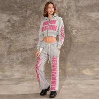 China Custom Acid Wash Rhinestone Sweatsuit Jogger Distressed Embroidery Oversized Cropped Flare Sweatpants and Hoodie Tracksuit Set for sale