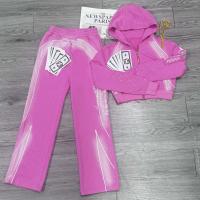 China Custom Acid Wash Cotton Zip up Streetwear Tracksuit Manufacturer Sweatsuit Rhinestone Women'S Flared Sweatpants and Hoodie Sets for sale