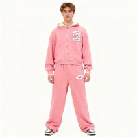 China Streetwear Custom Oversized Men's SweatSuit Heavyweight Boxy Baggy Flared Sweatpants and Triple Layer Hoodie Sets Men Tracksuit for sale