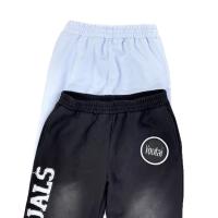 China Custom High Quality Puff Print Jogger Acid Wash Flare Sweat Pants Plus Size Elastic Waistband Mens Stacked Flare Sweatpants Men for sale