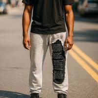 China Hip Hop Custom French Terry Cotton Acid Wash Sweat Jogger Pants for Men Patch Embroidery Oversize Wide Leg Baggy Mens Sweatpants for sale