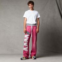 China Custom Jogger Embroidery Acid Wash Sweat Pants Men Distressed Sun Faded Double Waist Wide Leg Flare Mens Baggy Sweatpants for sale