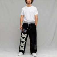 China Custom Jogger Embroidery Acid Wash Sweat Pants Men Distressed Sun Faded Double Waist Wide Leg Flare Mens Baggy Sweatpants for sale
