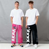 China Custom Jogger Embroidery Acid Wash Sweat Pants Men Distressed Sun Faded Double Waist Wide Leg Flare Mens Baggy Sweatpants for sale