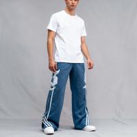 China Wholesale Custom Flare Baggy Stacked Sweat Pants Streetwear Embroidery Stripe Fleece Cotton Zipper Track Pants for Men for sale
