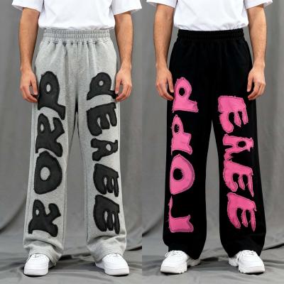 China High Quality Embroidery Patch Men'S Pants Manufacturer Custom Logo Acid Wash Flare Sweatpants Jogger Pant for Men for sale