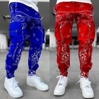 China Men'S Plus Size Printed Cargo Pants Custom Logo Fashion Street Wear Casual Strapped Sports Pants Men for sale