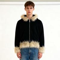 China Custom Zip up Detachable Faux Fur Hoody Jacket Unisex StreetWear 450gsm Heavy Cotton Blank Heavyweight Sweatshirt Hoodie Men for sale