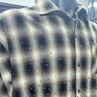 China Custom Streetwear Rhinestone Plaid Designer Flannel Shirts Button up Sport Boxy Graphic Plain Polo Shirt for Men for sale