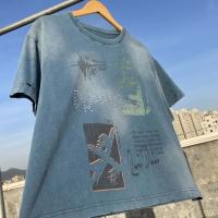 China Custom Boxy Oversized Vintage Rhinestone Men'S T Shirt Printed Graphic Acid Wash O Neck Cotton Distressed Cropped Tshirt for Men for sale