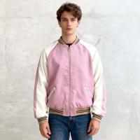 China Wholesale Custom Embroidery logo Satin Bomber Jacket for Men Sports Letter V-neck Reversible Varsity Baseball Jersey Jacket for sale