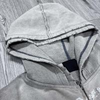 China Wholesale Custom Rhinestone Digital Printing Logo Vintage Heavyweight Hoodie Men 100%Cotton Streetwear Distressed Zip up Hoodie for sale