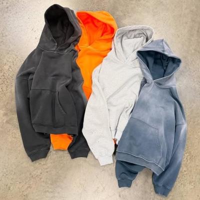 China Wholesale Custom Logo Pullover Casual Blank Sudaderas Hombre Oversized Cropped Heavyweight 450 Gsm Acid Wash Blank Plain Hoodie for sale
