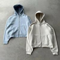 China Heavyweight 100% Cotton Drop Shoulder Blank Hoodie Custom High Quality Sudaderas Hombre Zip up Sweatshirt 450gsm Pullover Hoodie for sale