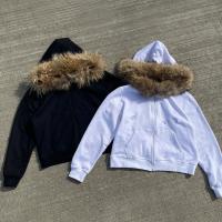 China Wholesale Custom Blank Cropped Zip up Solid Heavyweight Cotton Hoody Hoodie Distressed Boxy Faux Fur Hood Hoodies for Men for sale