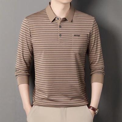 China Manufacturer Custom Striped Casual Fashion Lapel Long-sleeved Polo Shirt High Quality Men Clothing Low Moq Autumn Men's Shirt for sale
