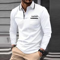 China Classic Business Casual Long Sleeved Fashionable Lapel Jogger Men's Polo Shirt Custom Embroidery Solid Pattern Shirt for Men for sale