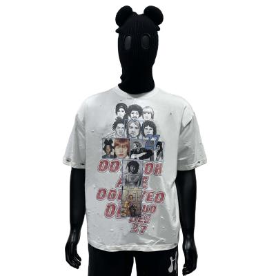 China Custom Printed Graphic Cotton Heavyweight Oversize Summer Tshirt for Men Wholesale White Short Sleeved Crew Neck Boxy T-Shirt for sale