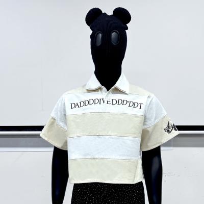 China Manufacturer Custom Boxy Stripe Streetwear Casual Polo Shirt Summer Regular Short Sleeve Printed Fit Rugby Men's Canvas T-shirts for sale